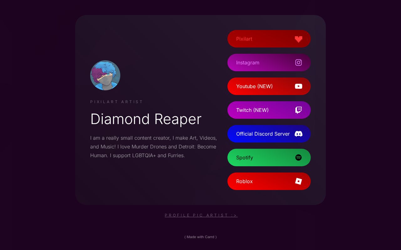 DiamondReaper's Info Card UWU